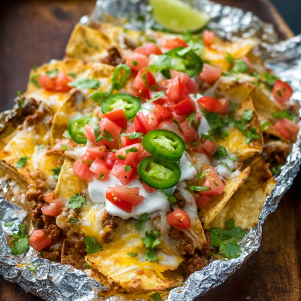 Foil Pack Baked Nachos - Easy homemade recipes