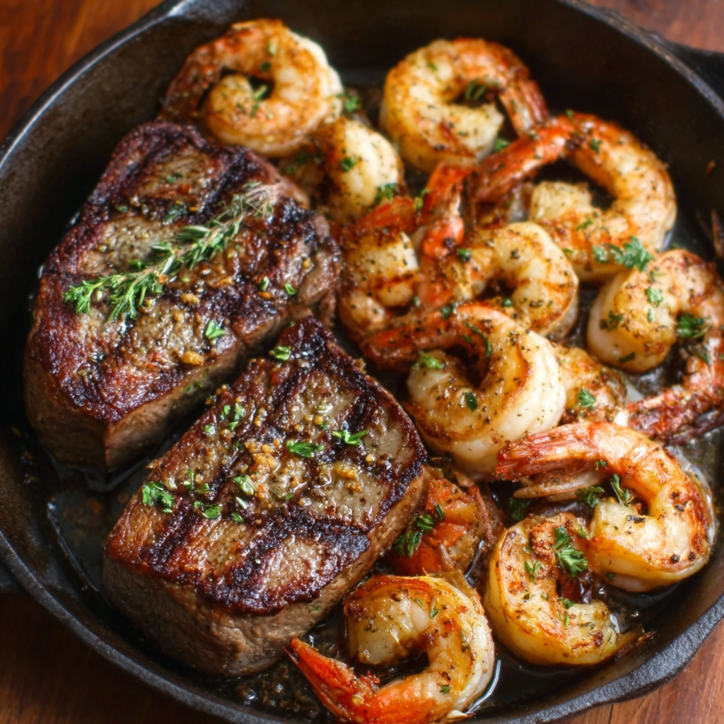 Surf and Turf (Steak and Shrimp) - Easy homemade recipes