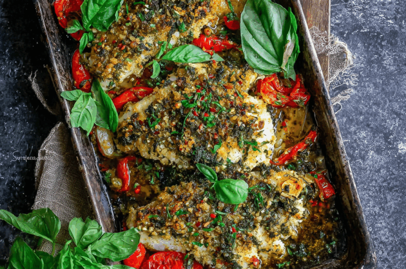Easy Baked Fish with Garlic and Basil - Easy homemade recipes