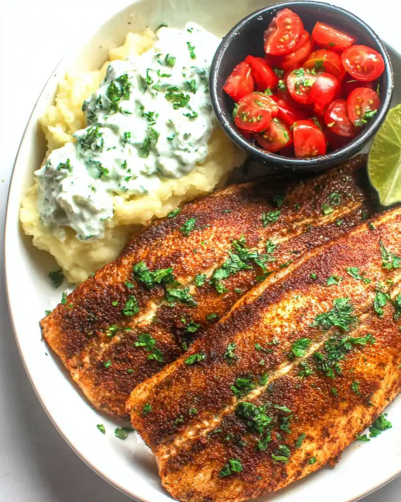 Mediterranean Pan-Seared Trout with Tzatziki - Easy homemade recipes