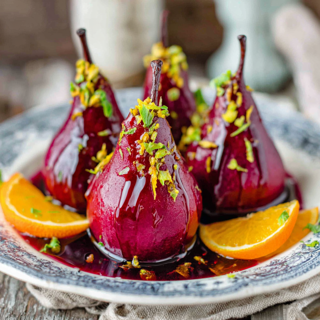 Red Wine Poached Pears - Easy homemade recipes